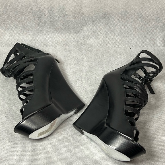bebe | Shoes | Bebe Karen Black Leather Platform Wedges Size 7 | Poshmark